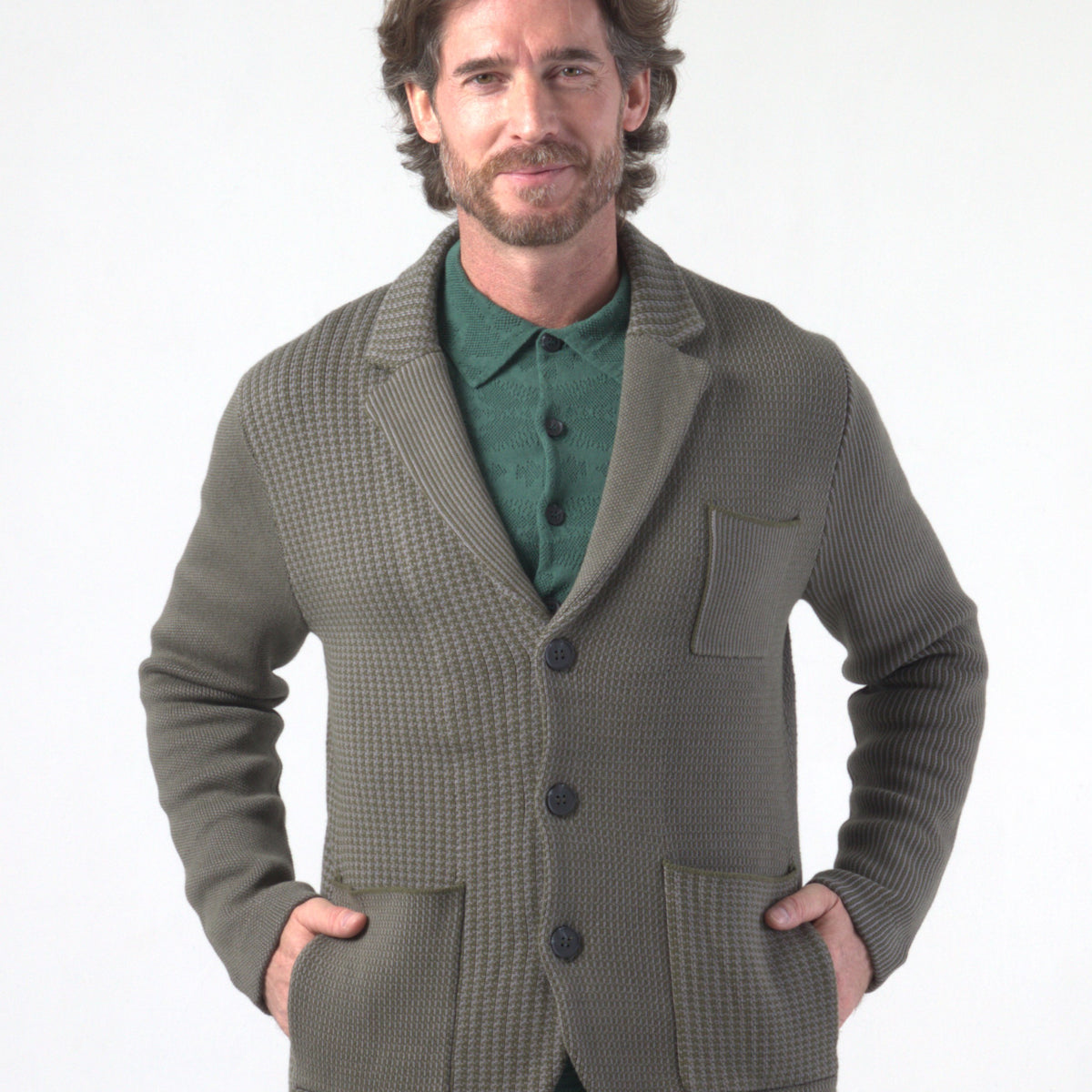 Multi Houndstooth Pattern Jacquard Knit Blazer – Revolution Now