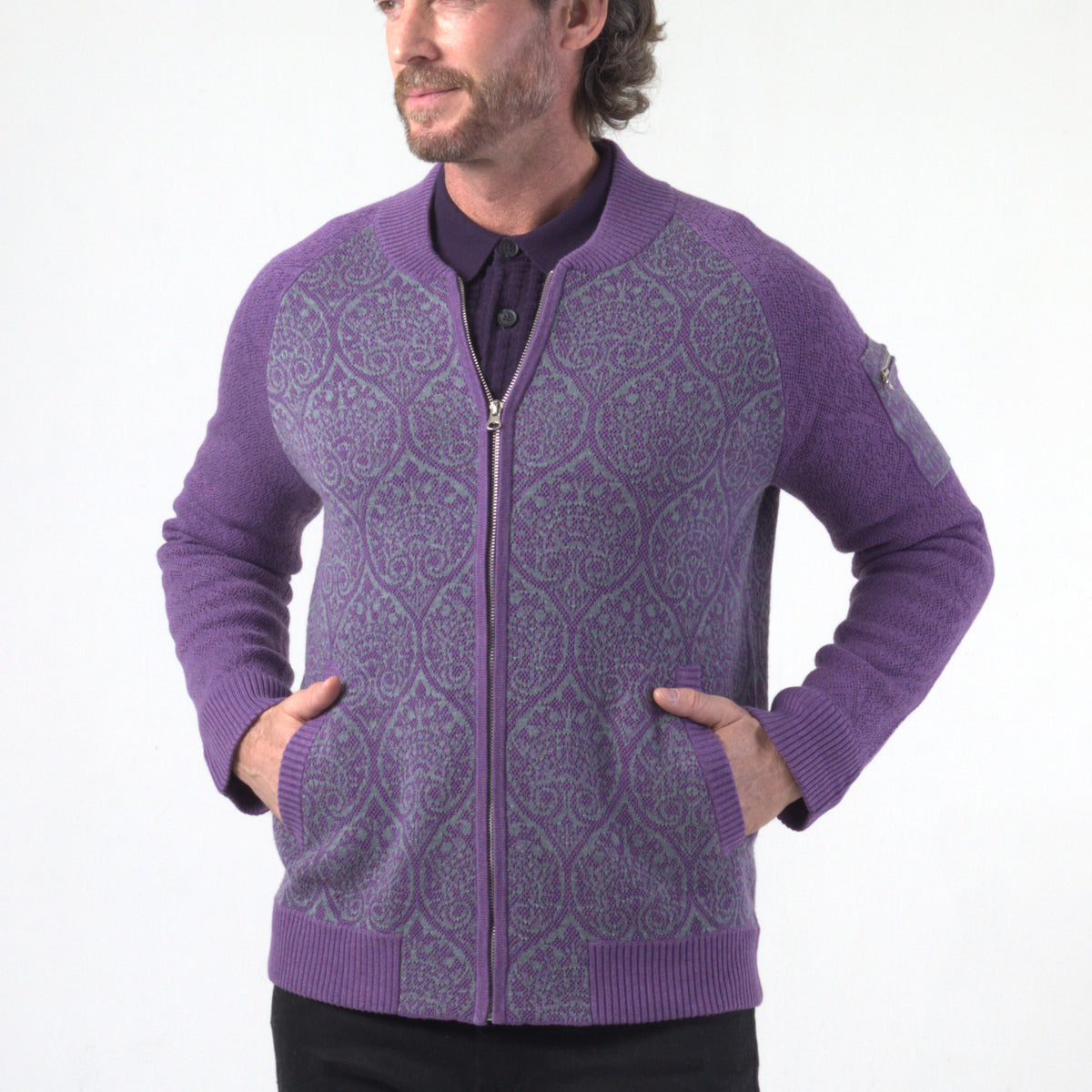 Paisley Pattern Jacquard Knit Bomber Jacket – Revolution Now