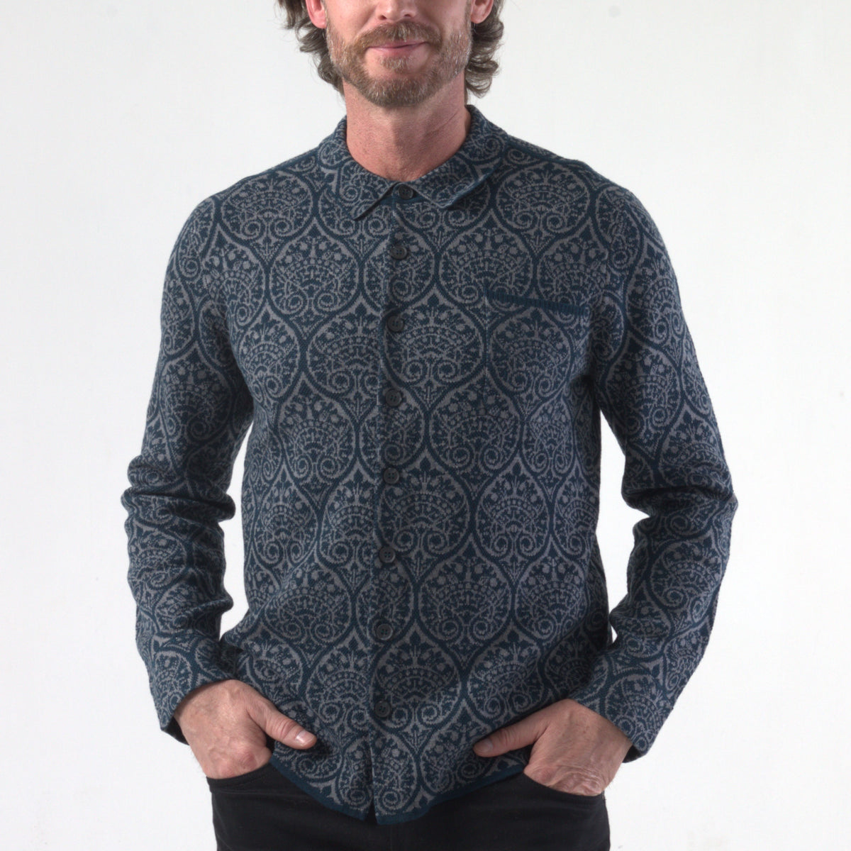 Paisley Pattern Jacquard Knit Sweater Shirt – Revolution Now